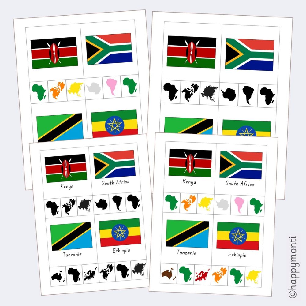 Country to Continent Clip Cards | Happy Monti