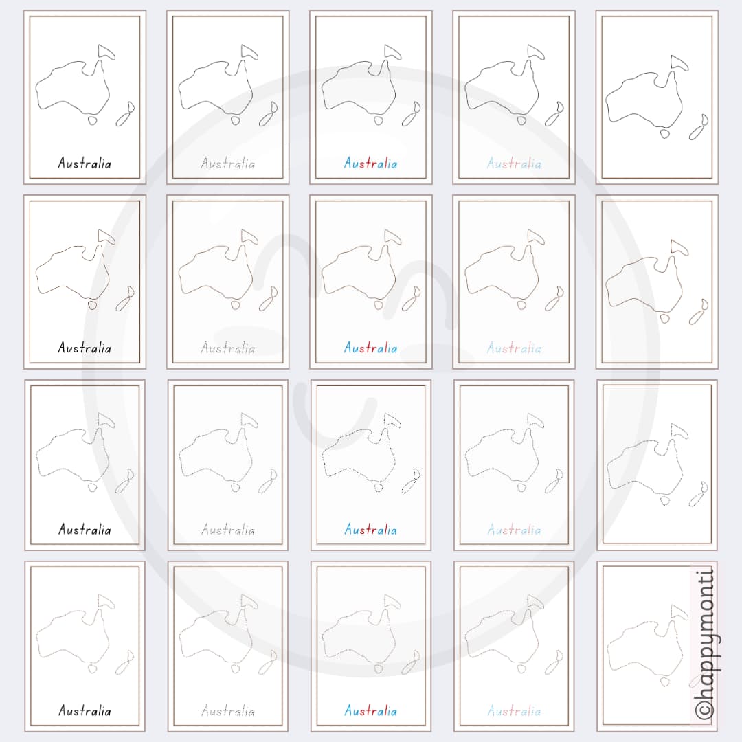 Australia / Oceania Continent Tracing Pages | Happy Monti