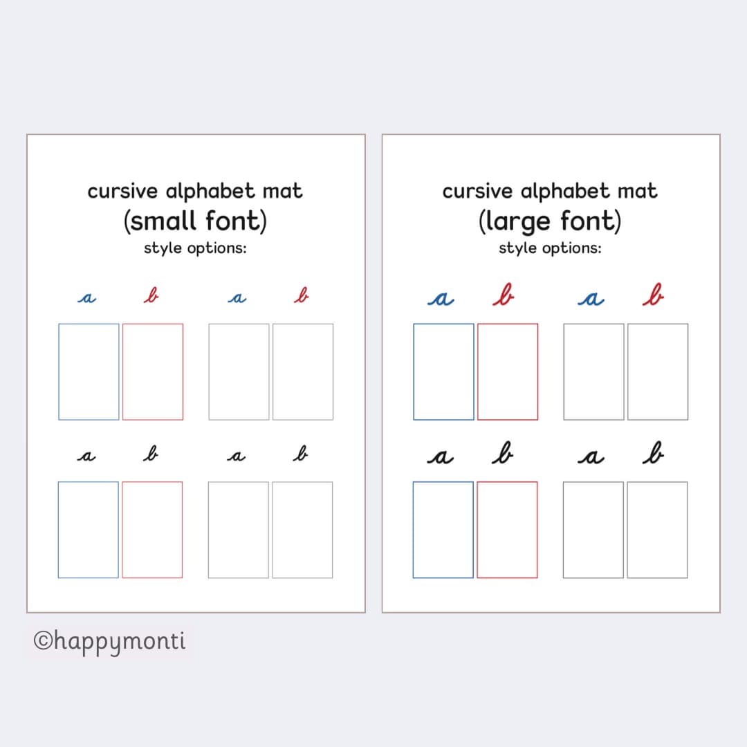 (Cursive) Alphabet Mats | Happy Monti