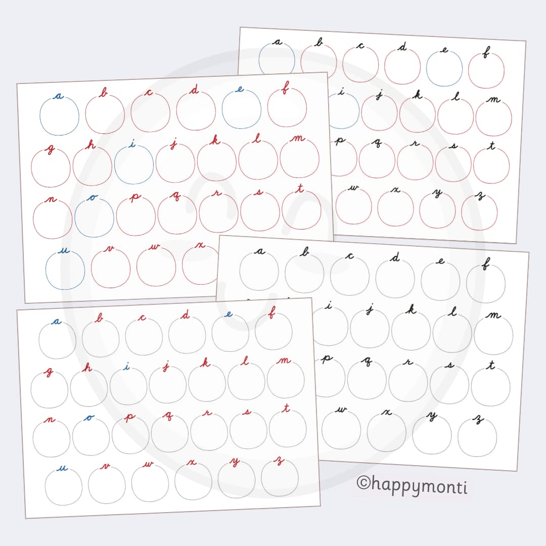 (Cursive) Alphabet Mats | Happy Monti