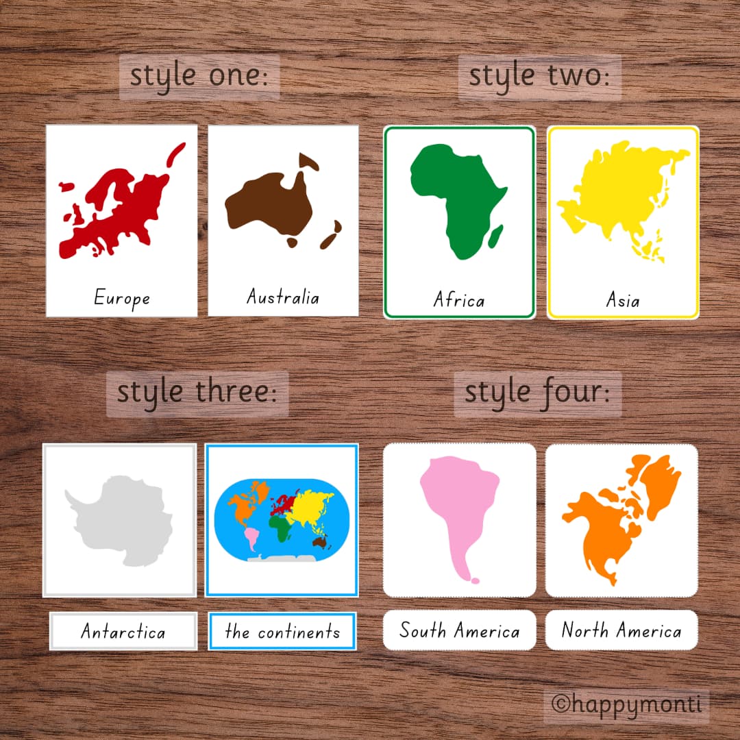 Continents of the World (3-Part Cards) | Happy Monti