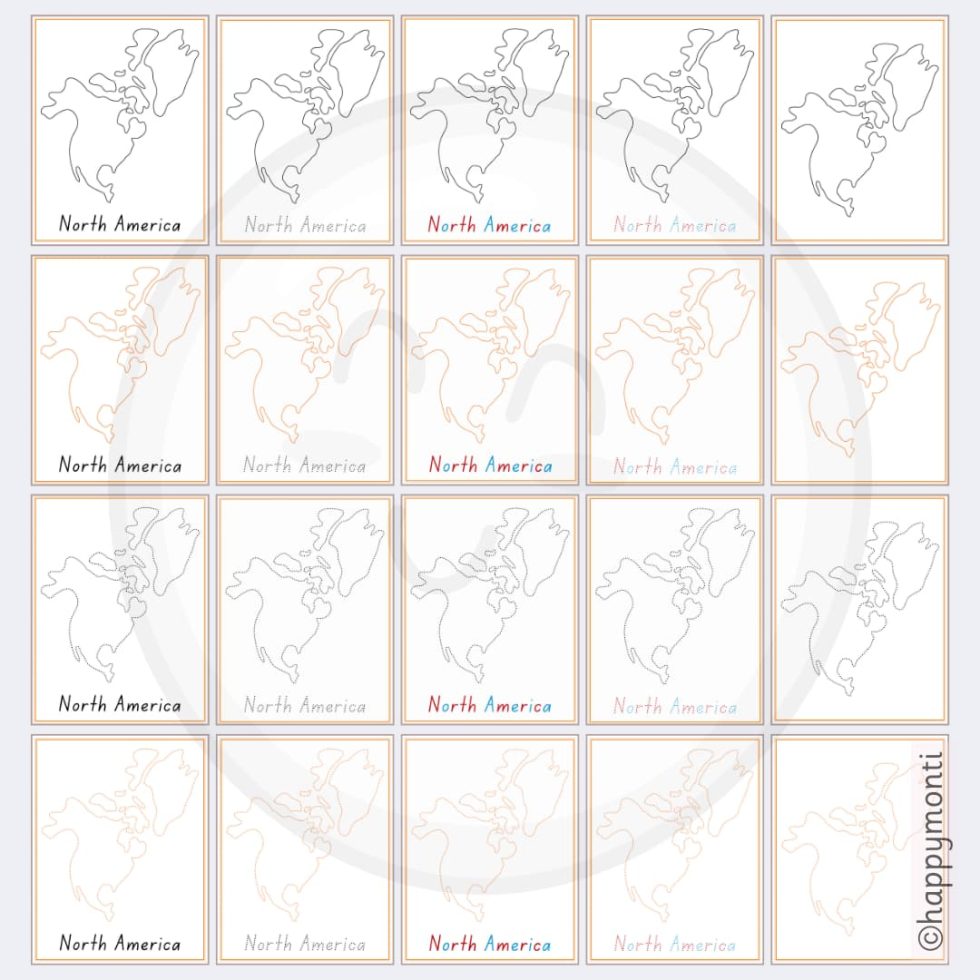 North America Continent Tracing Pages | Happy Monti