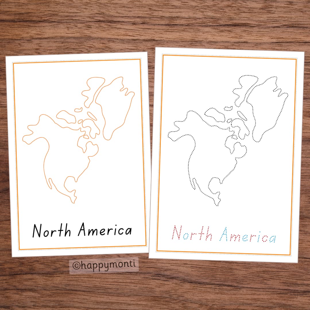 North America Continent Tracing Pages | Happy Monti