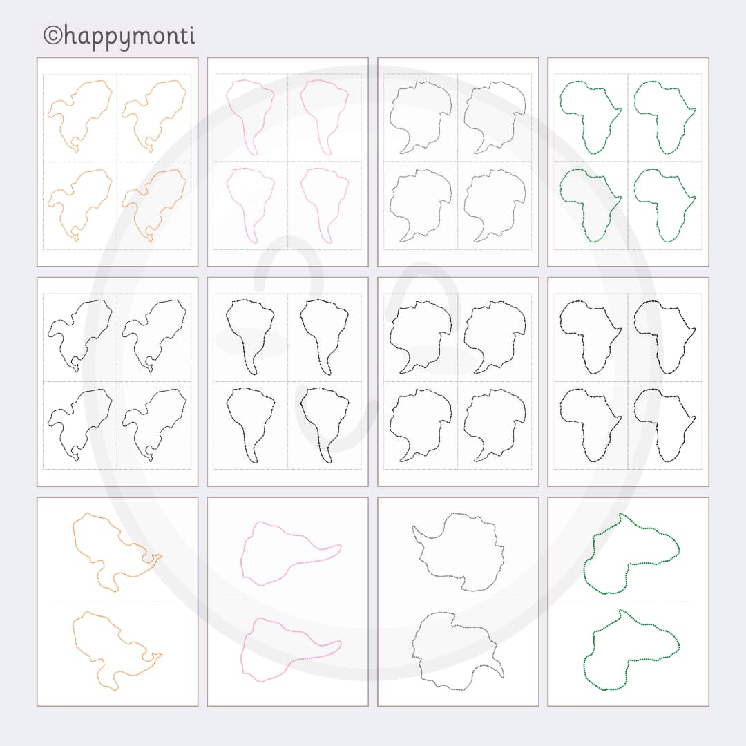 Continent Pin Punching Pages | Happy Monti